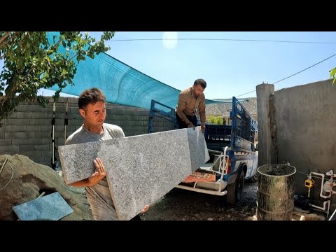 Pia's house makes impressive progress; installing kitchen countertops with the help of a driver