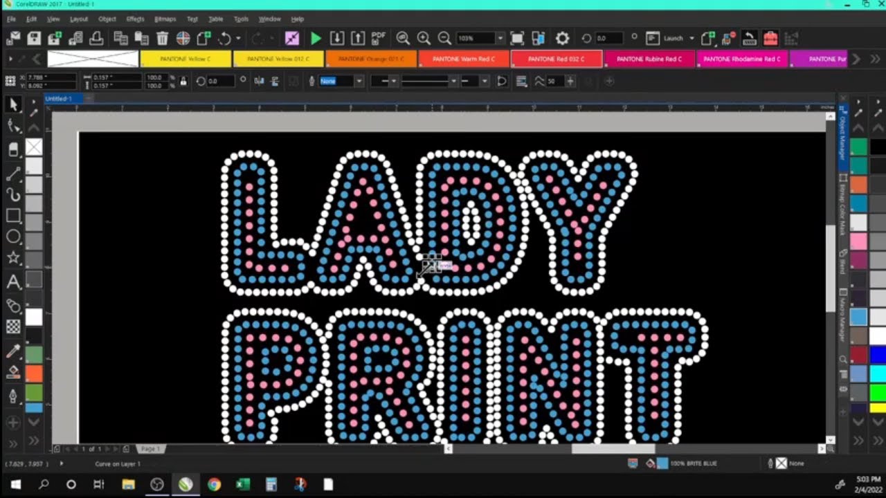 Create A Rhinestone Template In Coreldraw - Multilayered Fonts - YouTube