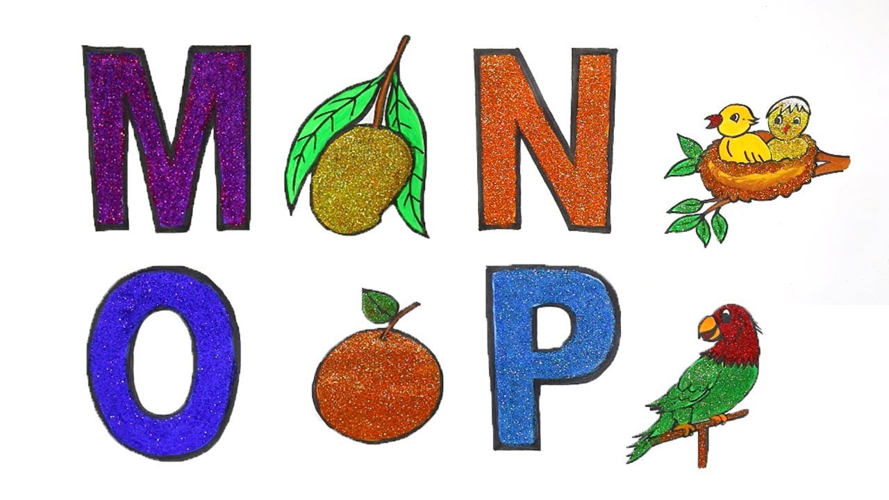 Learn Alphabets M N O P For Toddlers | Coloring Alphabets For Kids ...