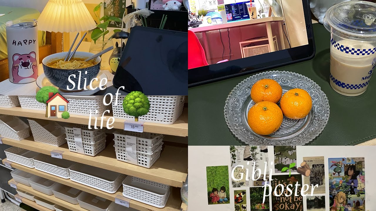 Slice of life | unboxing gibli poster 🌱 cozy night in my room, rainy ...