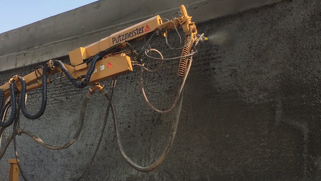 Working of Putzmeister Sika Aliva Robotic Arm Wet Shotcrete Pump Video ...