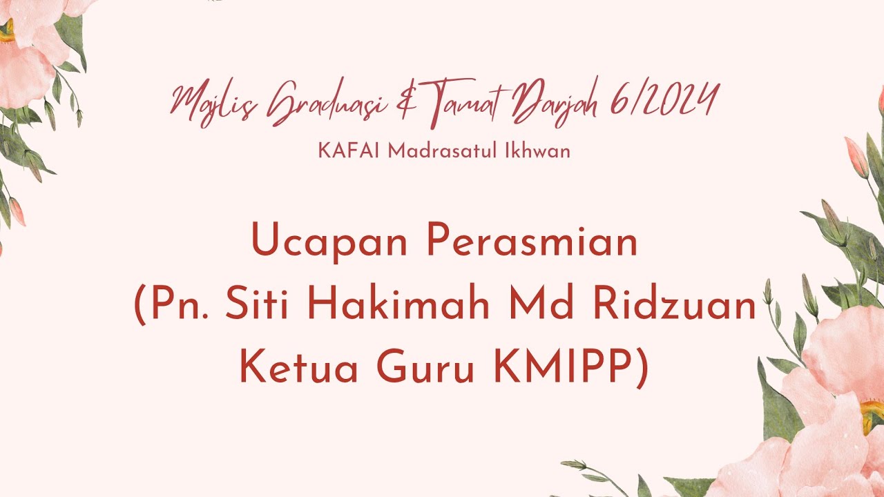 Ucapan Perasmian Ketua Guru | Pn. Siti Hakimah Md.Ridzuan | Majlis ...
