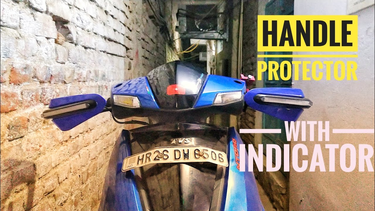 Tvs ntorq || handle protector with indicator || New look - YouTube