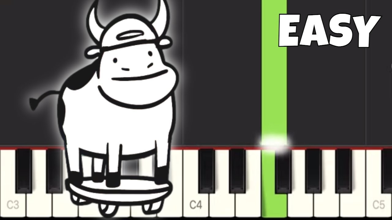 Real Man! asdf Skateboarding Cow Song - EASY Piano Tutorial - YouTube