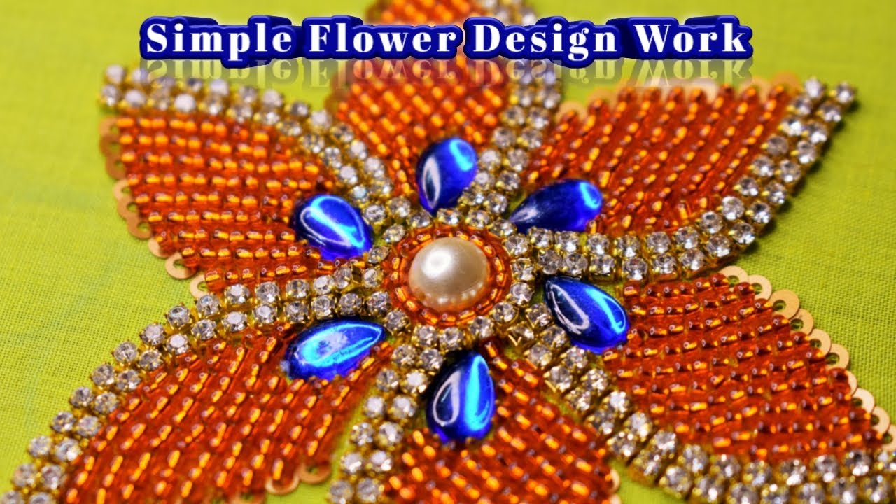 Simple Flower Design Work Using Beads & Jamiki | Nakshatra Designers ...