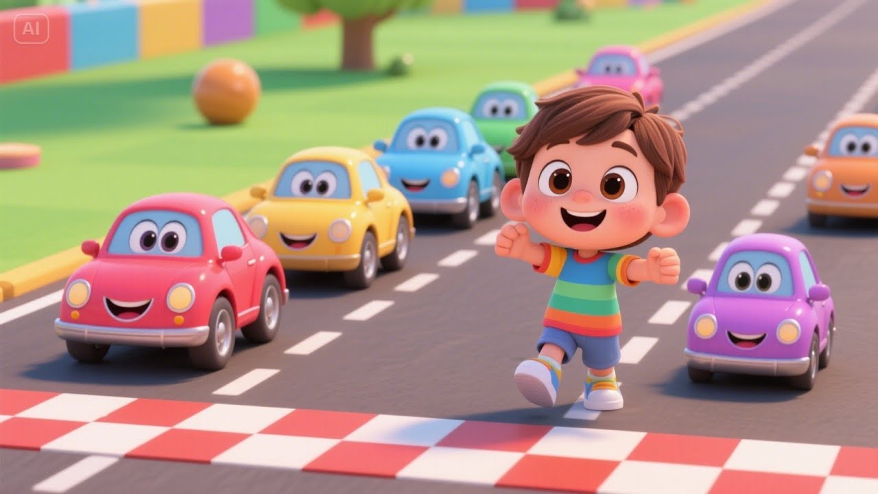 Ten Little Cars Racing on the Road | Exciting Counting Song for Kids ...