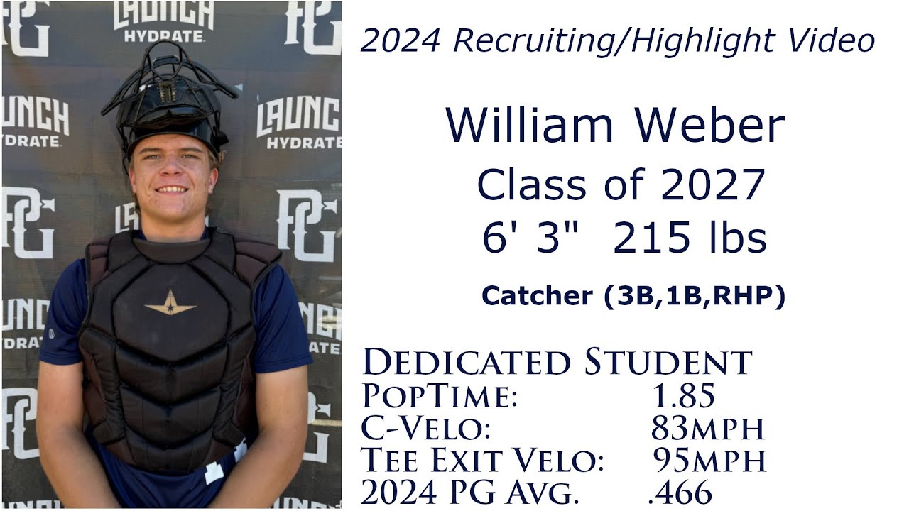 William Weber, 2027 Catcher, College Baseball Recruiting Video (2024 ...