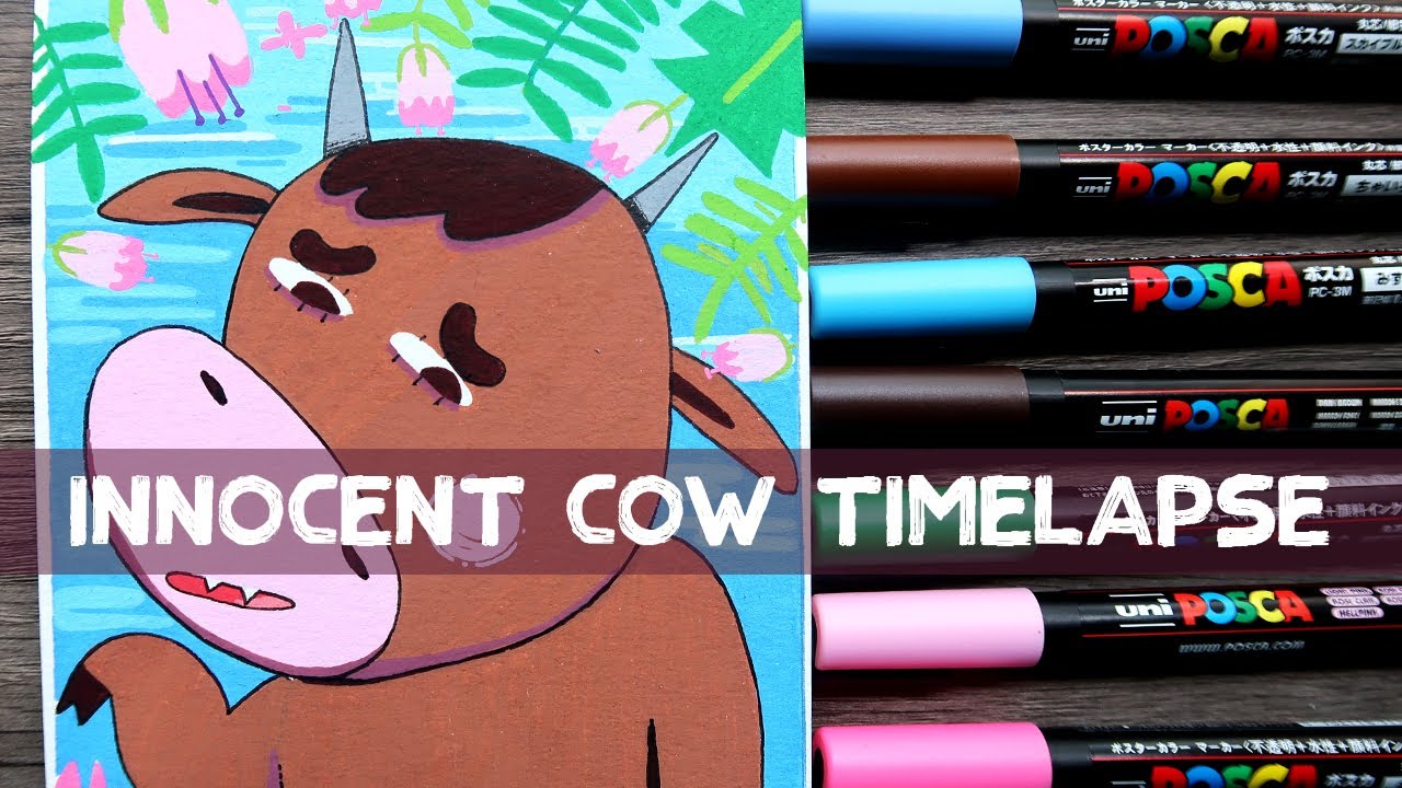 ILLUSTRATION OF A COW WITH POSCA PAINT PENS | SKETCHBOOK ART - YouTube