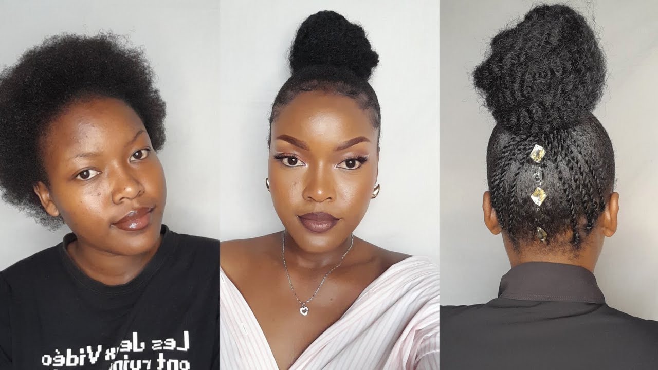 Simple short natural 4c hair tutorial//high ponytail - YouTube