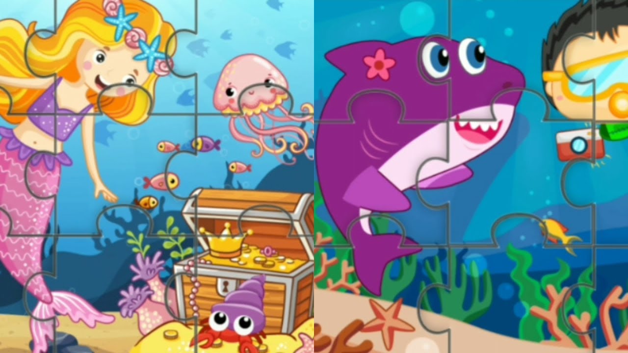mermaids find tons of treasure under the ocean, puzzle kids - YouTube