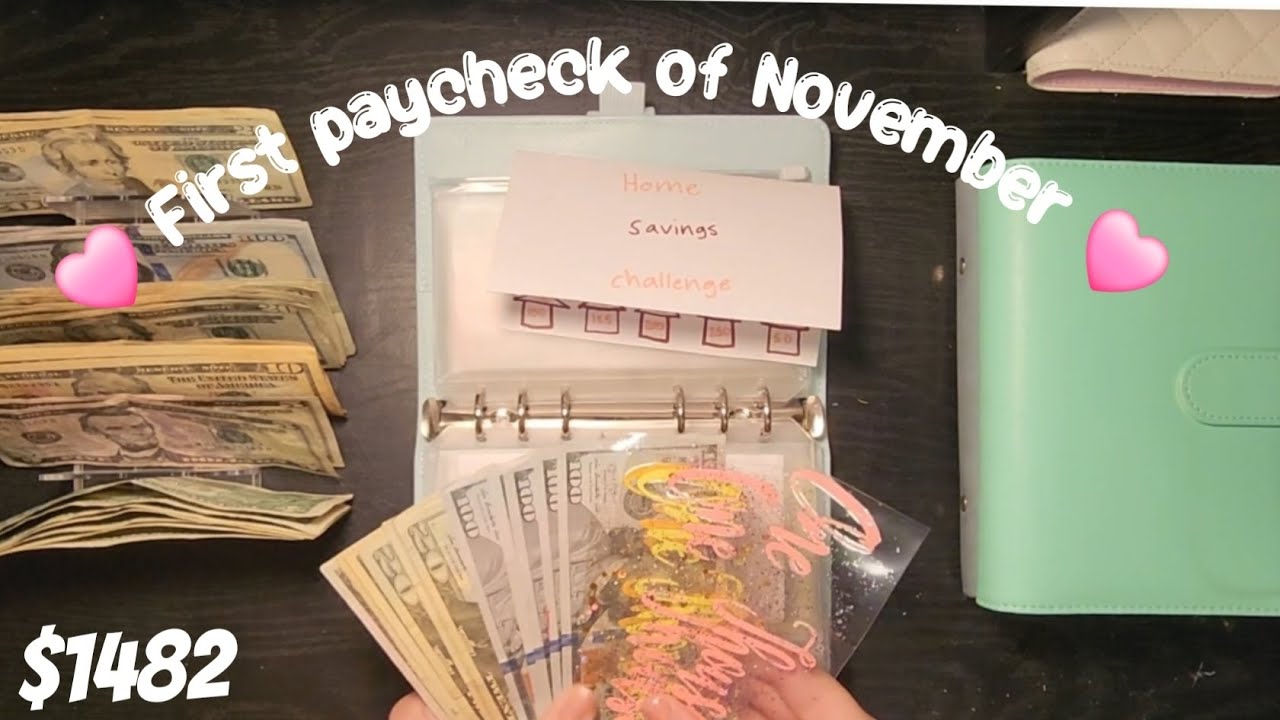 First paycheck of November! 🤎🧡 Realistic cash stuffing $1482. New ...
