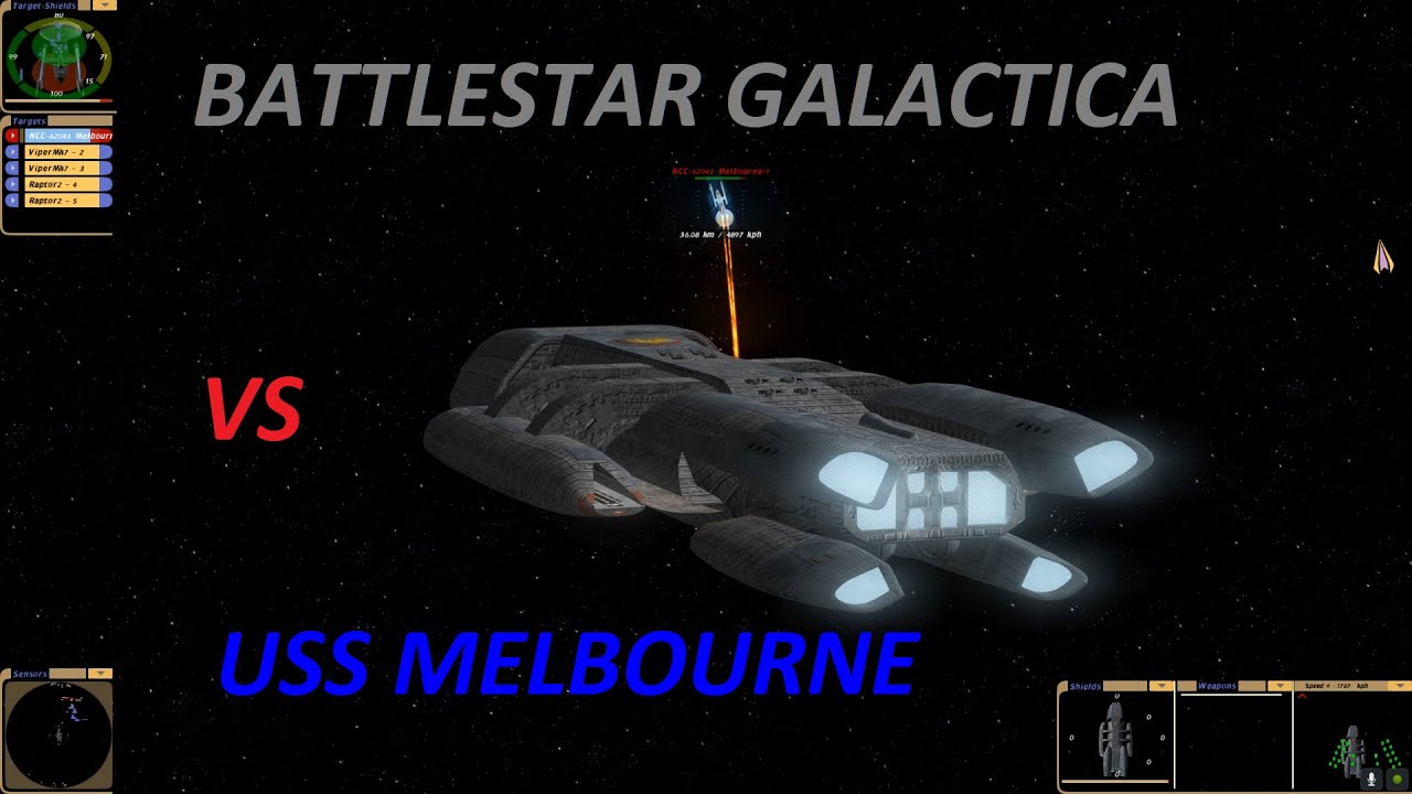 Battlestar Galactica vs USS Melbourne From Star Trek TNG - YouTube