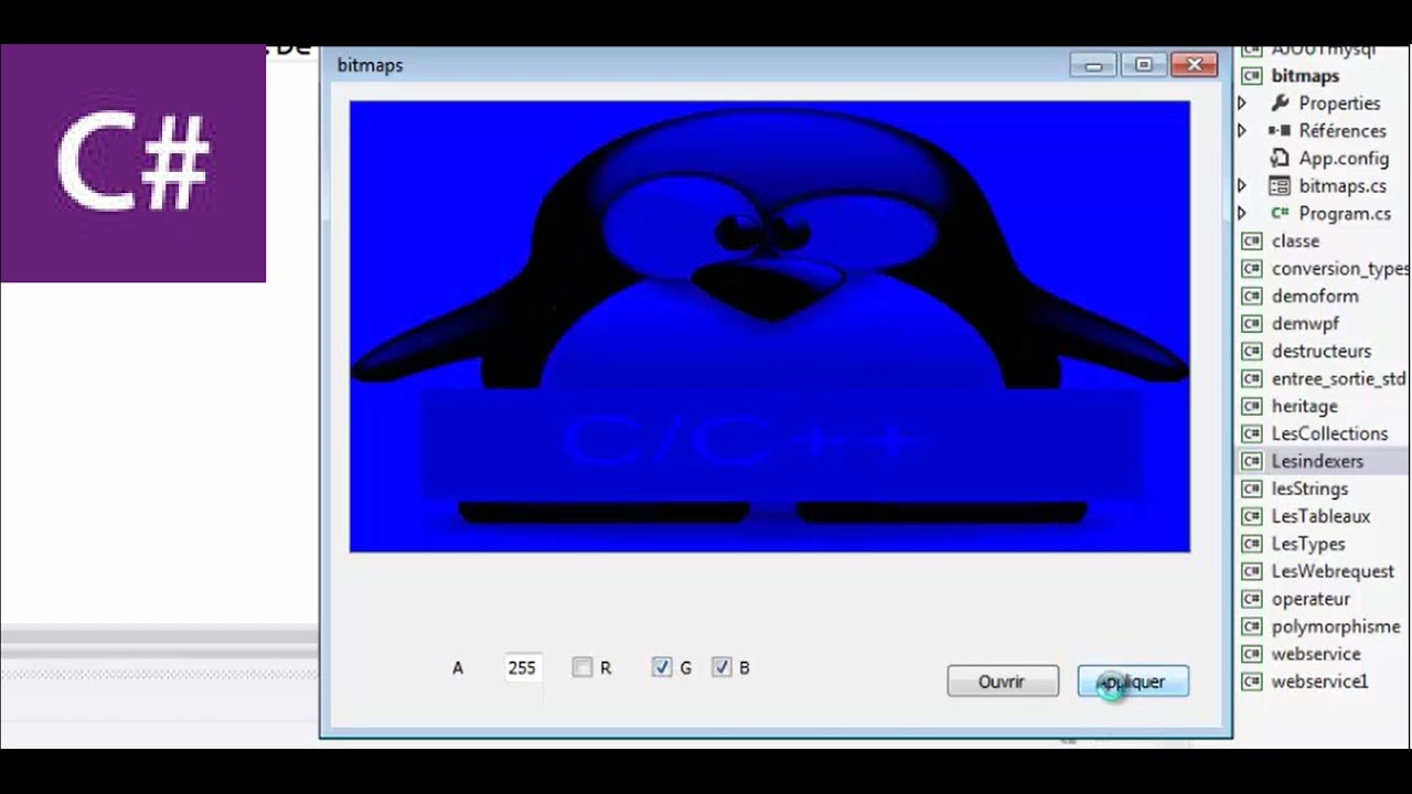Traitement des couleurs d une image bitmap en c# - YouTube