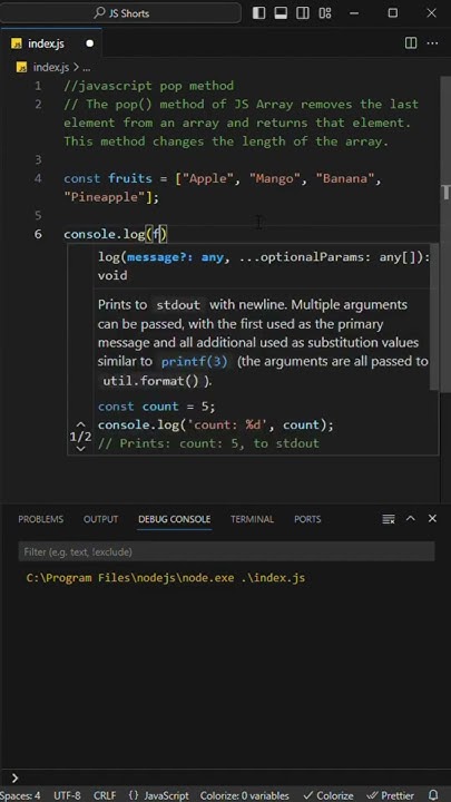 Javascript Pop Method Coding Javascriptinterview Developer Programming Javascript Jsshorts