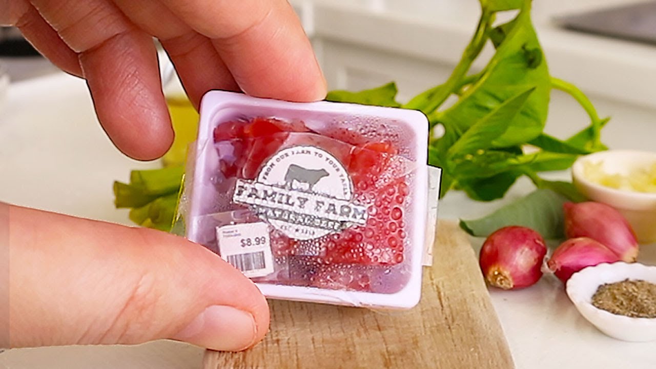 Beef & Veggie Stir Fry Miniature Food COOKING ASMR Mini Kitchen Toy Set ...