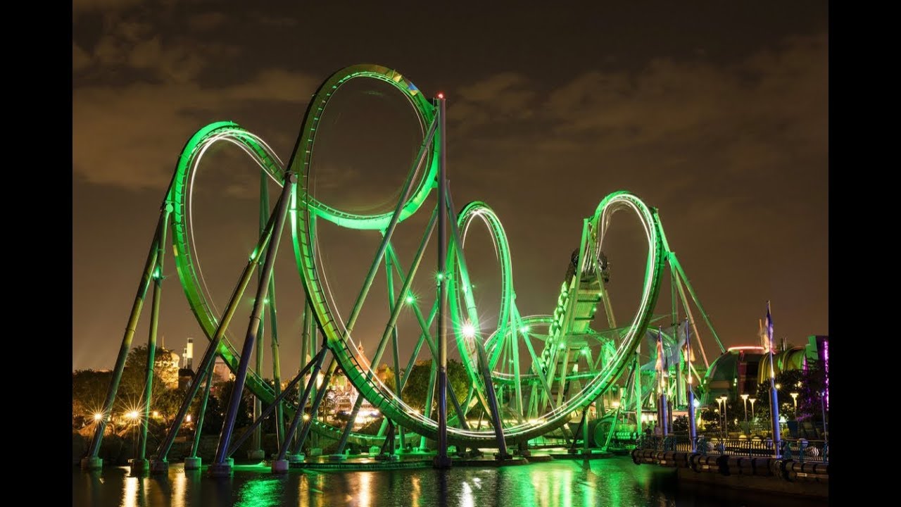 The Incredible Hulk Coaster off-ride(night time)@ Universal’s Islands ...