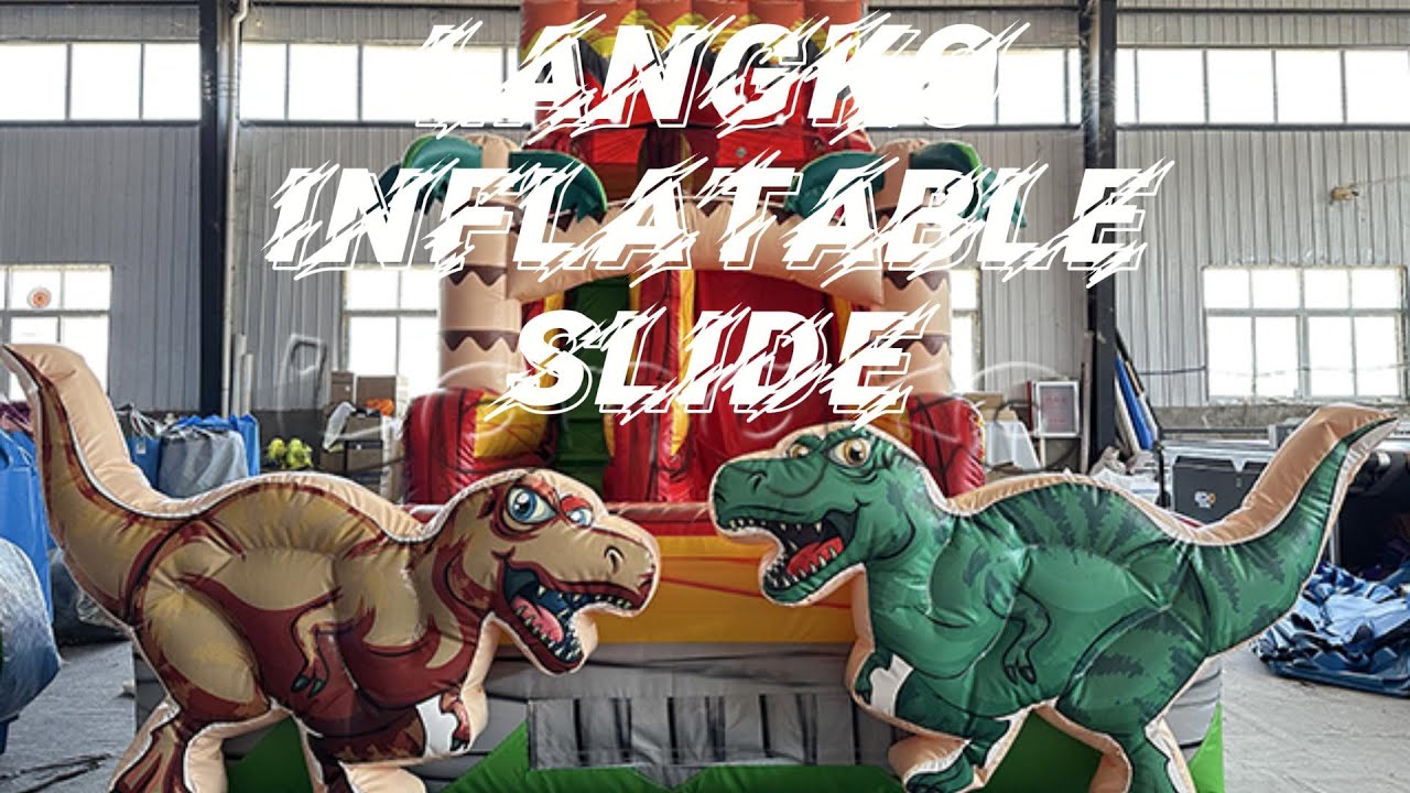Jurassic dinosaur inflatable water slide for kids and adults - YouTube
