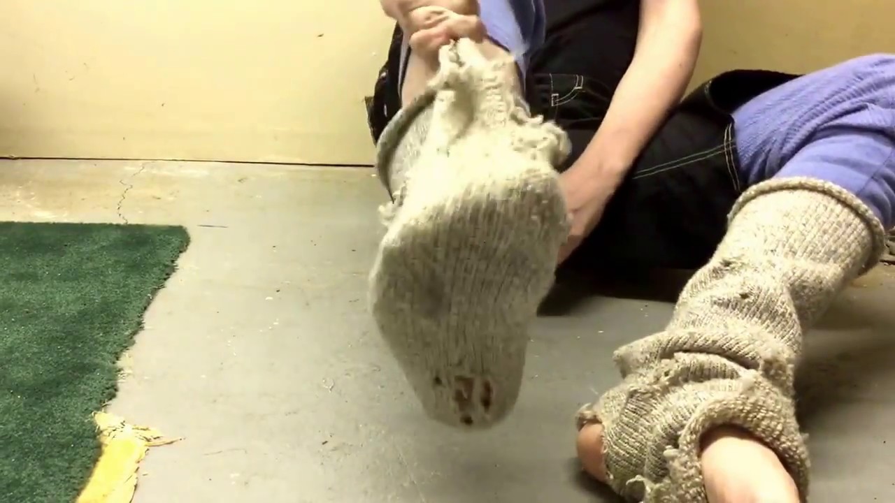 Ripping and Trashing Thick Wool Socks - YouTube