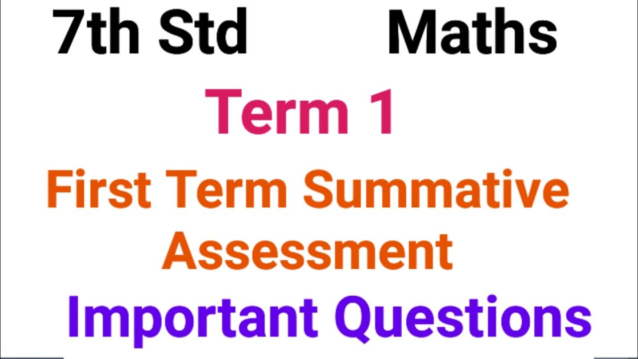 7th Std - Term 1 | Maths - First Summative Assessment | Important ...