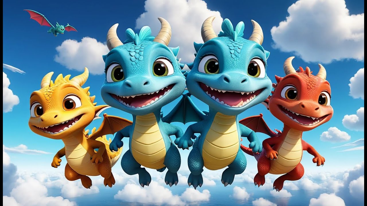 Seven Little Dragons Flying Fast + More | Fun Counting Rhyme for Kids ...