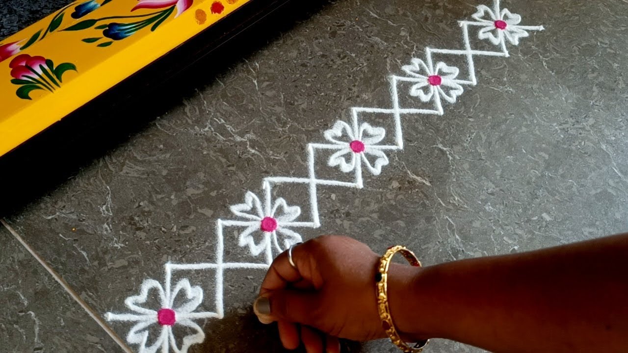 Easy border rangoli designs | Friday rangoli | Simple border muggulu ...