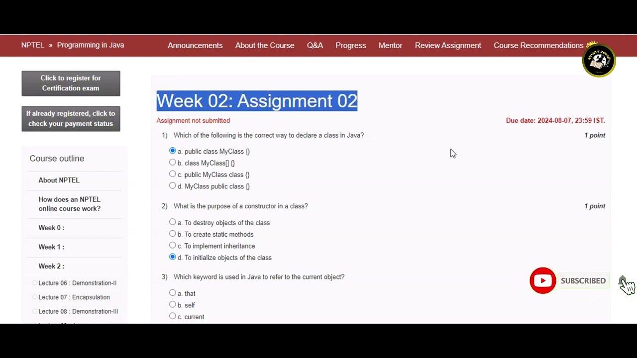 programming in JAVA week 2 assignment #youtube #education #trending #nptel - YouTube