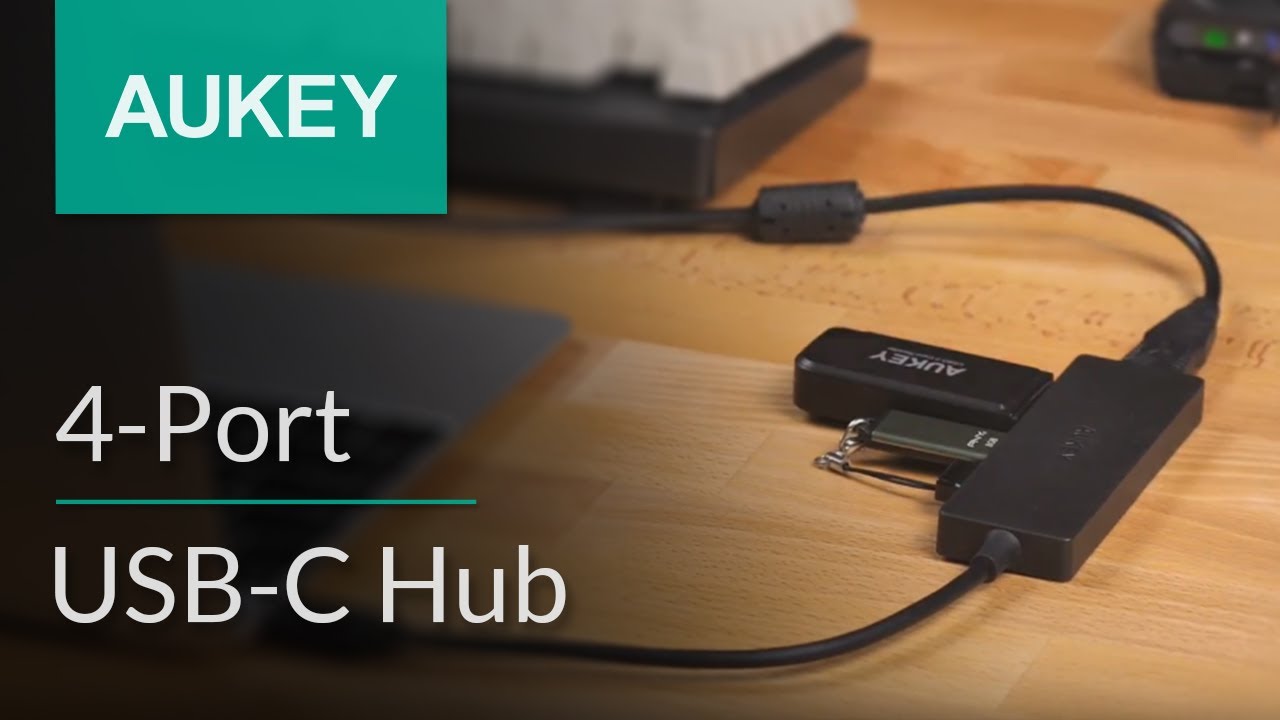 AUKEY USB-C to 4-Port USB-A 3.0 Hub CB-C64 - YouTube