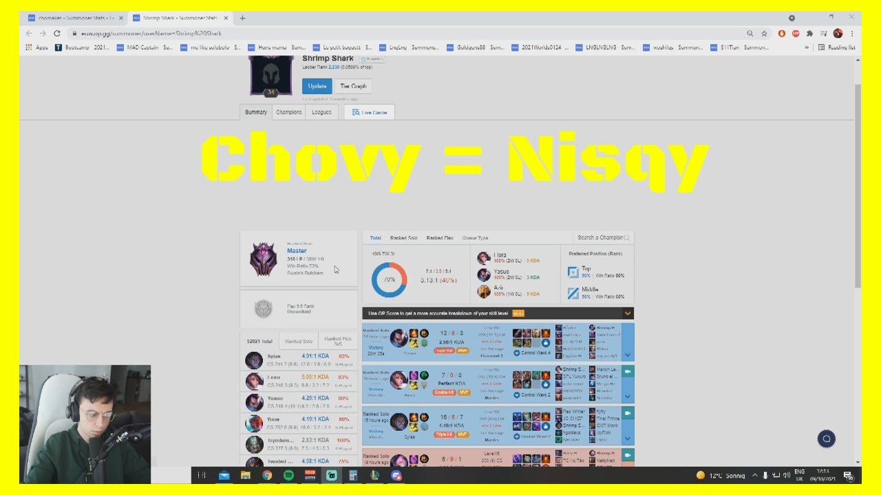 Caedrel reacts to Nisqy and Chovy having the same OP.GG ( Win/lose ...