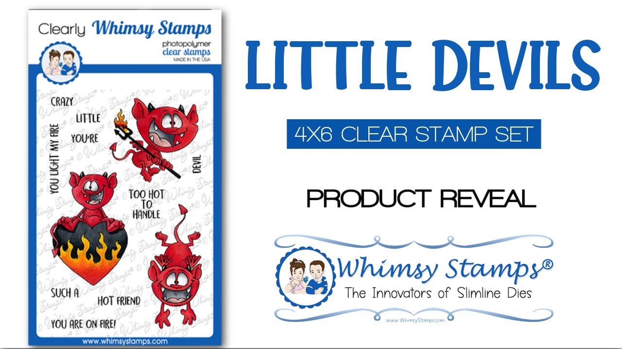 WHIMSY STAMPS PRODUCT REVEAL: Little Devils 4x6 Clear Stamp Set - YouTube