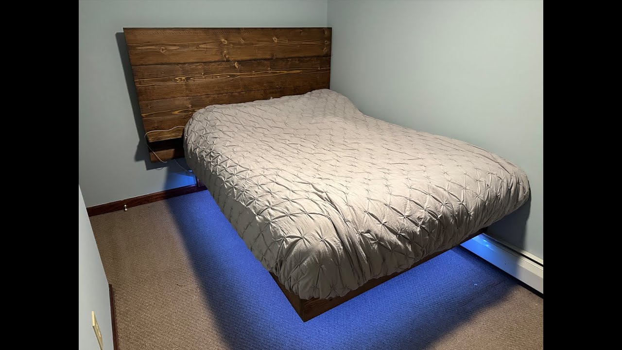 DIY Custom Floating Bed Frame from Scratch! - YouTube