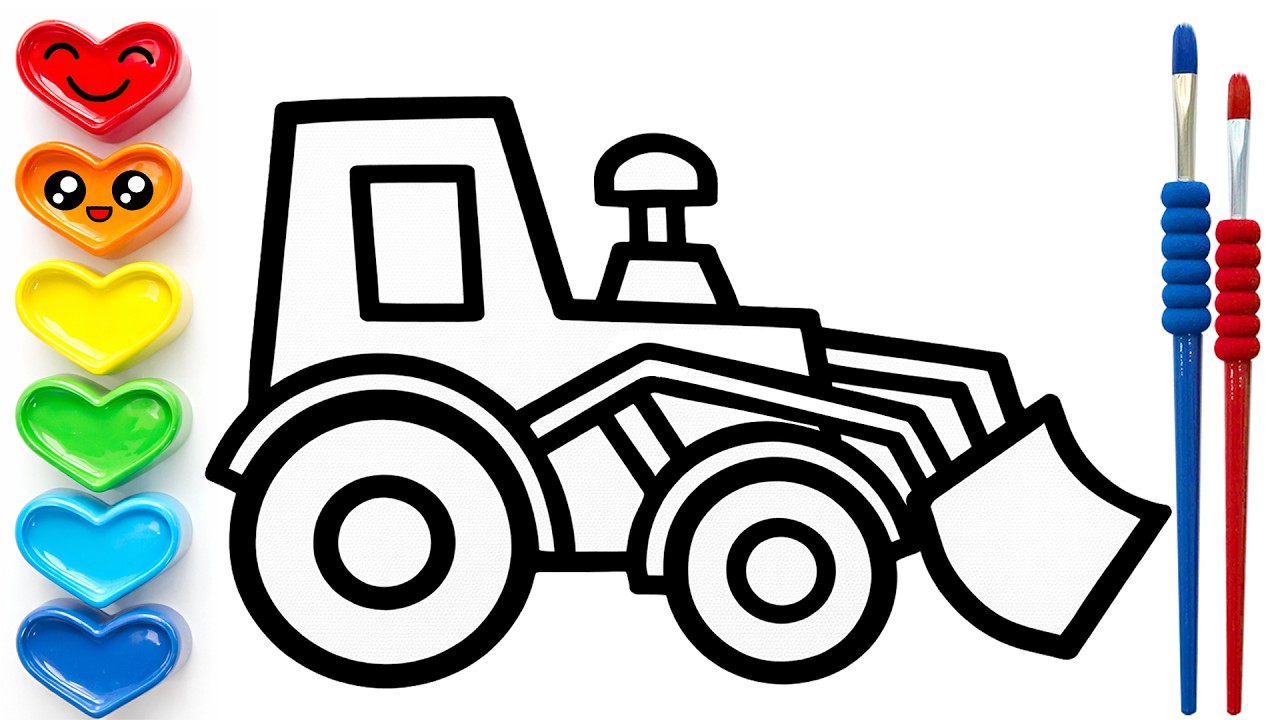 How to Draw a Wheel Loader Step by Step | Easy Construction Vehicle ...