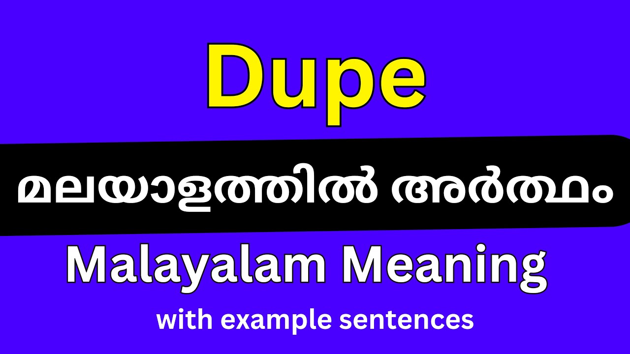 Dupe meaning in Malayalam/ Dupe മലയാളത്തിൽ അർത്ഥം - YouTube