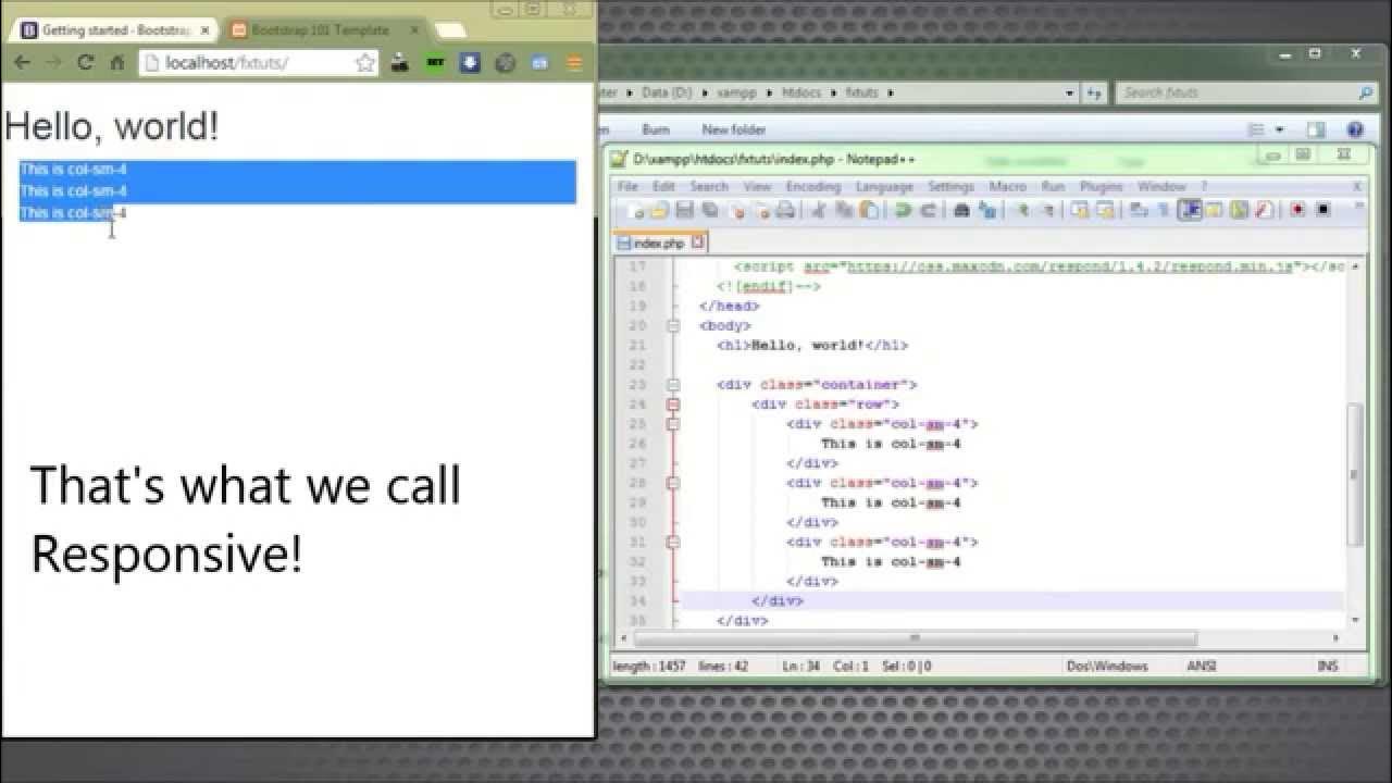 FXTuts 001 : How to make a responsive website using Bootstrap - YouTube