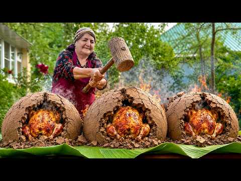 Grandma Cooking Whole Chicken in Clay: Look At That Juiciness!