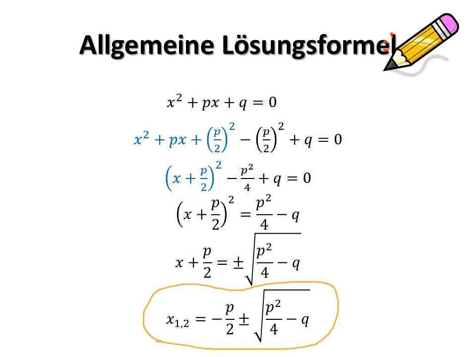 Quadratische Gleichungen - die "kleine" Lösungsformel - YouTube