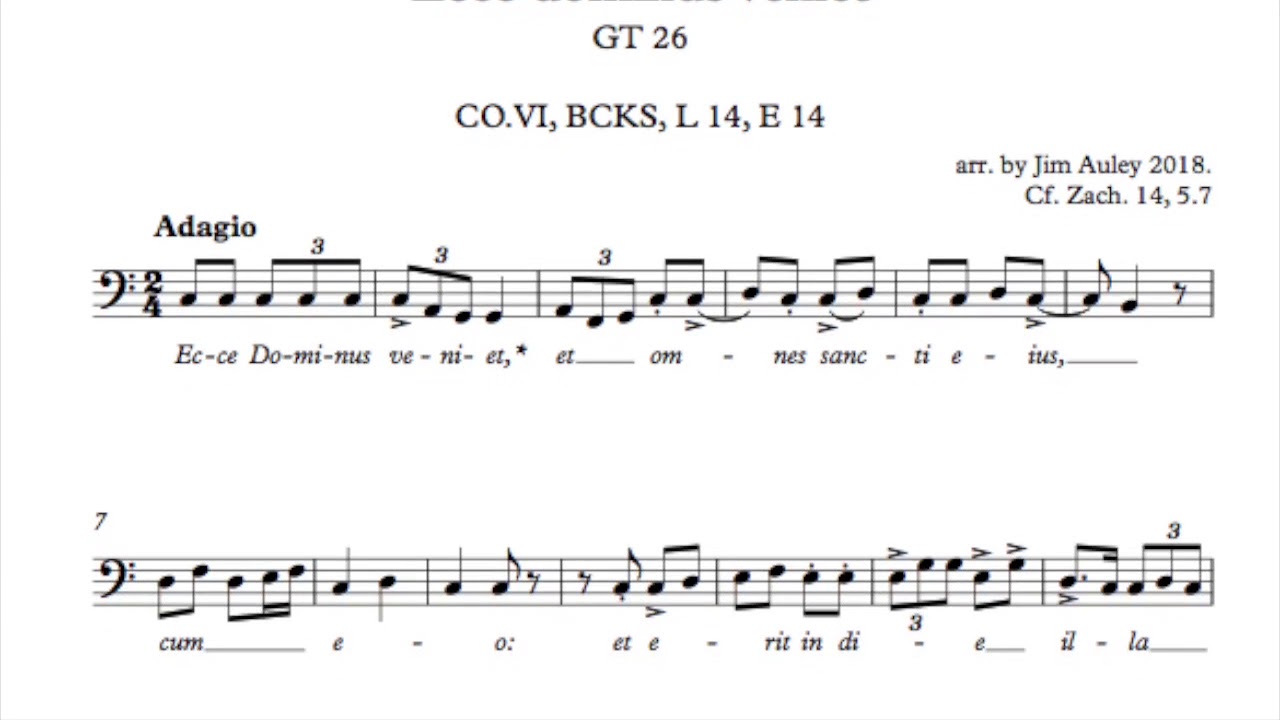 Gregorian chant "Ecce dominus veniet" by Jim Auley in 2018. - YouTube