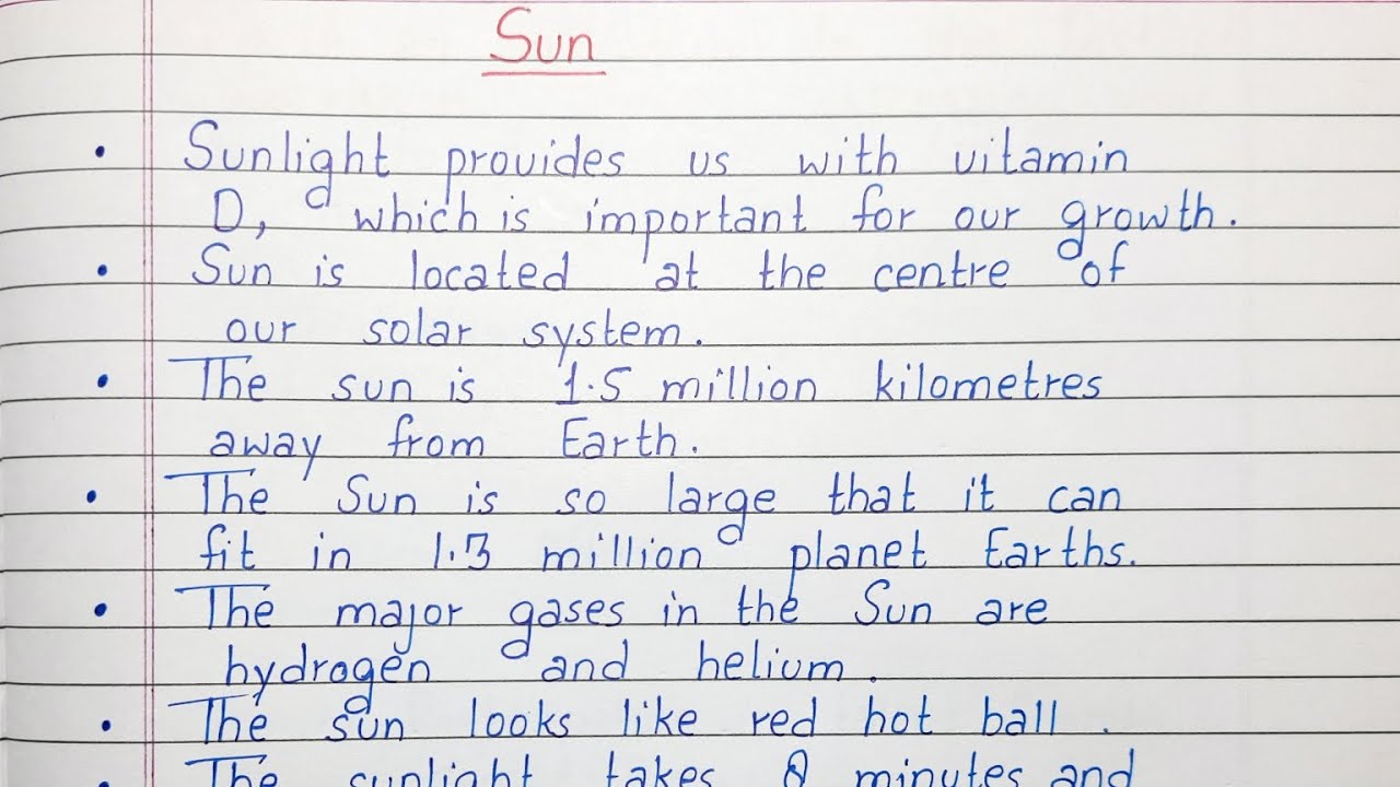 Write a short essay on Sun | Essay | 10 lines - YouTube