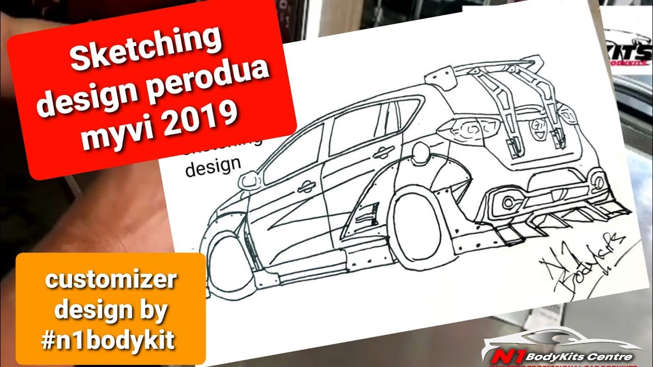 Sketching Perodua myvi 2019 N1 customize design part 2 - YouTube