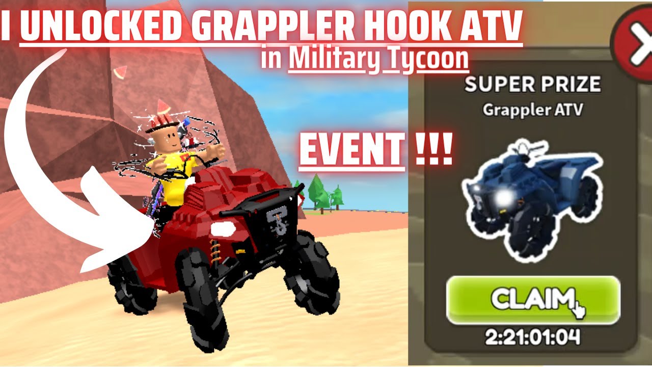 Roblox | I Unlocked GRAPPLER HOOK ATV EVENT in Military Tycoon - YouTube