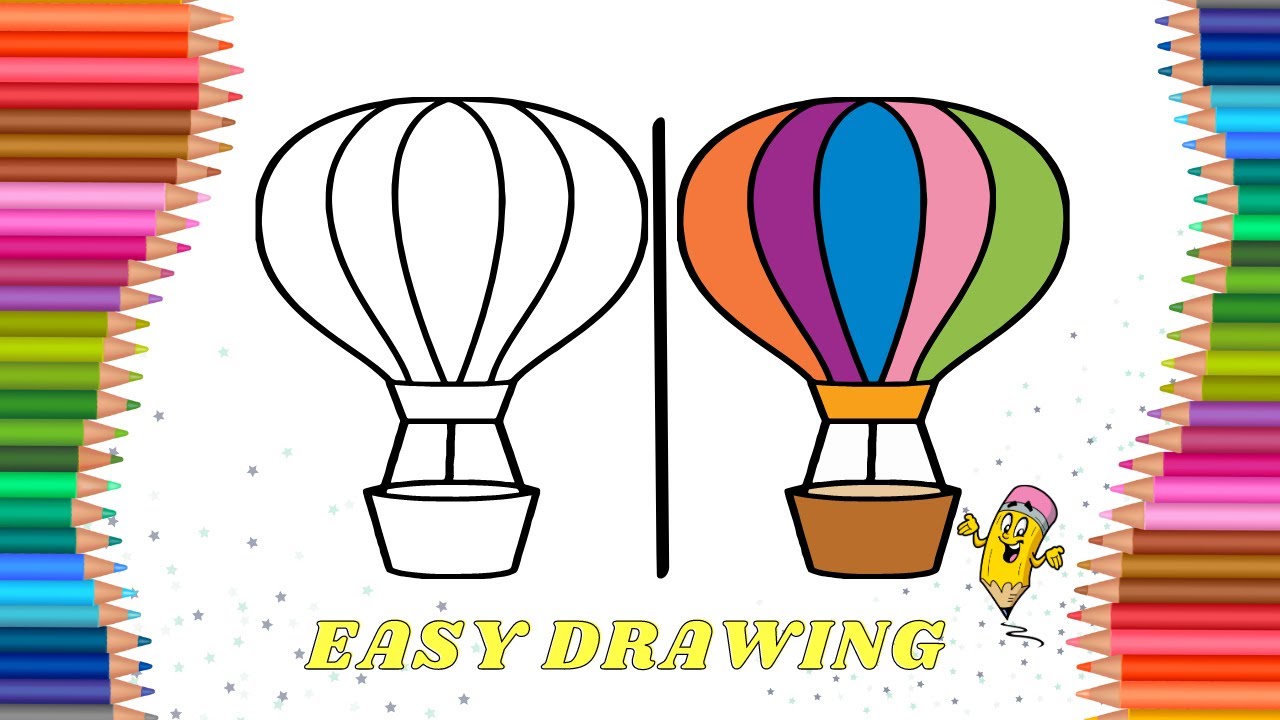 How To Draw An Air Balloon || Very Easy || Kiro Castel - YouTube