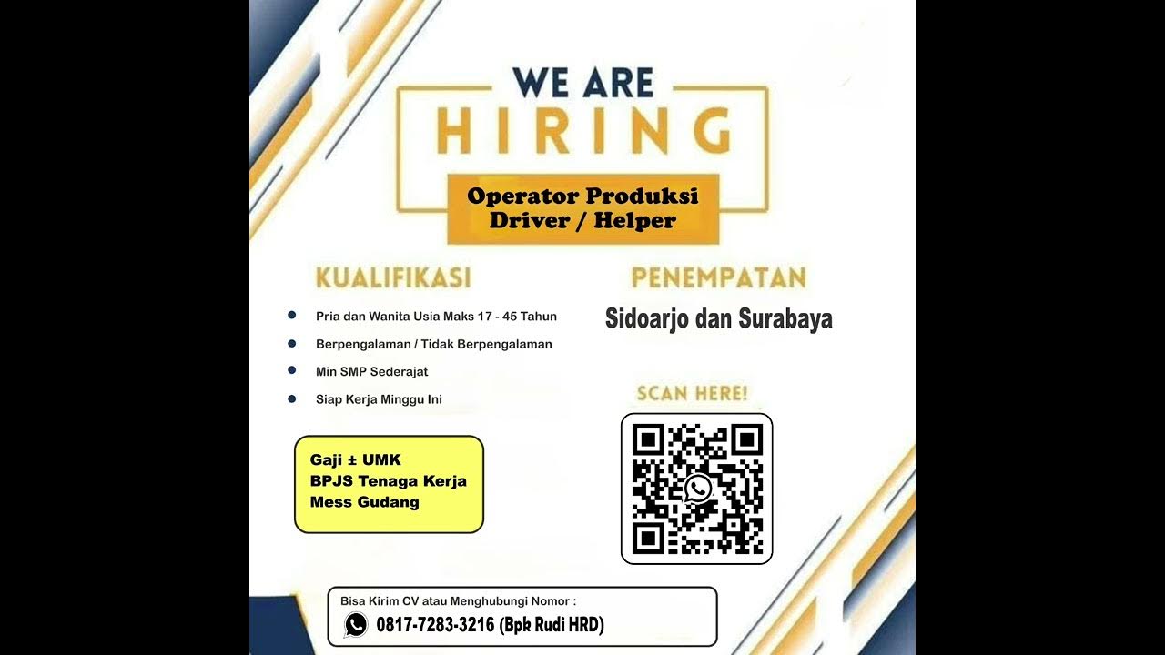 LOWONGAN KERJA PABRIK SIDOARJO - YouTube