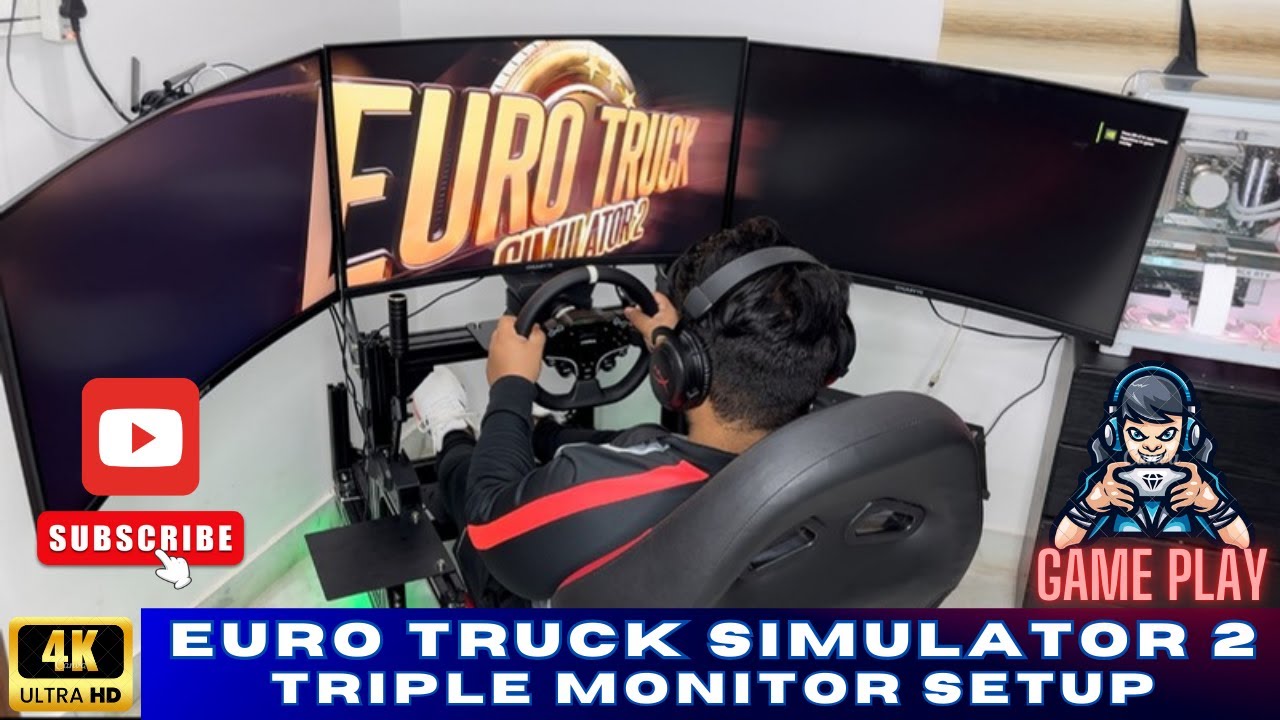 ETS 2 on Triple Monitor Setup | Moza Racing wheel #racingsimulator # ...