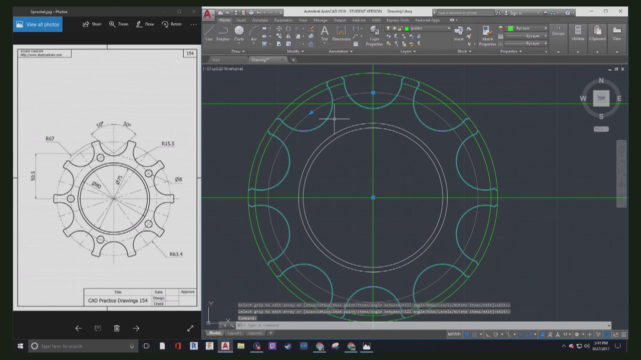 AutoCAD - Sprocket - YouTube