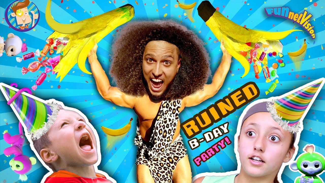 TARZAN AT BIRTHDAY PARTY! ♫ Giant Pinata ROMPE Song ♬FUNnel Family ...