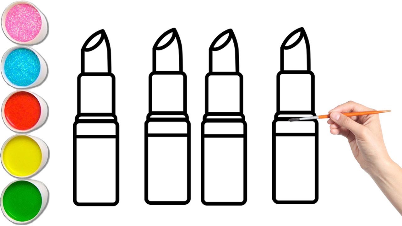 How to draw lipstick || Drawing and coloring lipstick easy || Draw a ...
