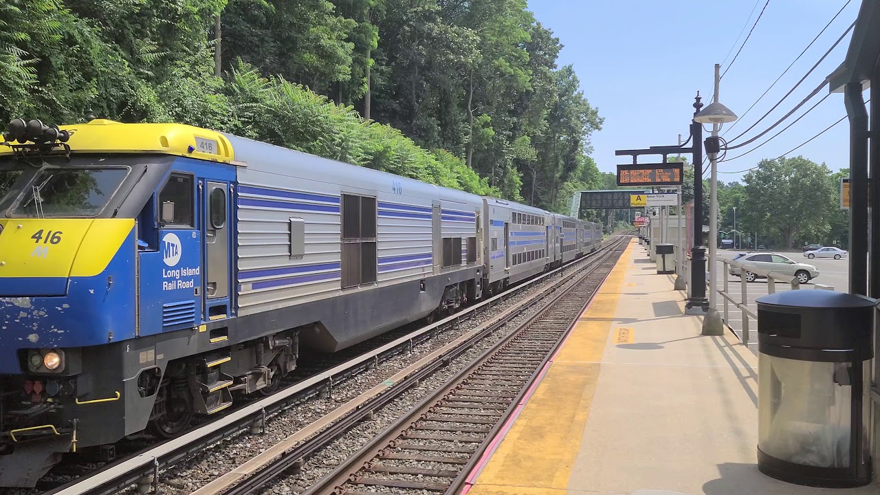 LIRR 416 Pulling a Train @ Cold Spring Harbor - YouTube