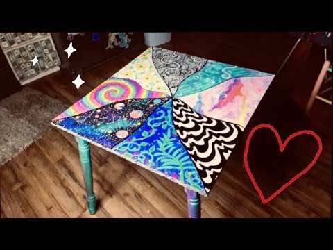 GIVING MY KITCHEN TABLE A TRIPPY MAKEOVER! - YouTube