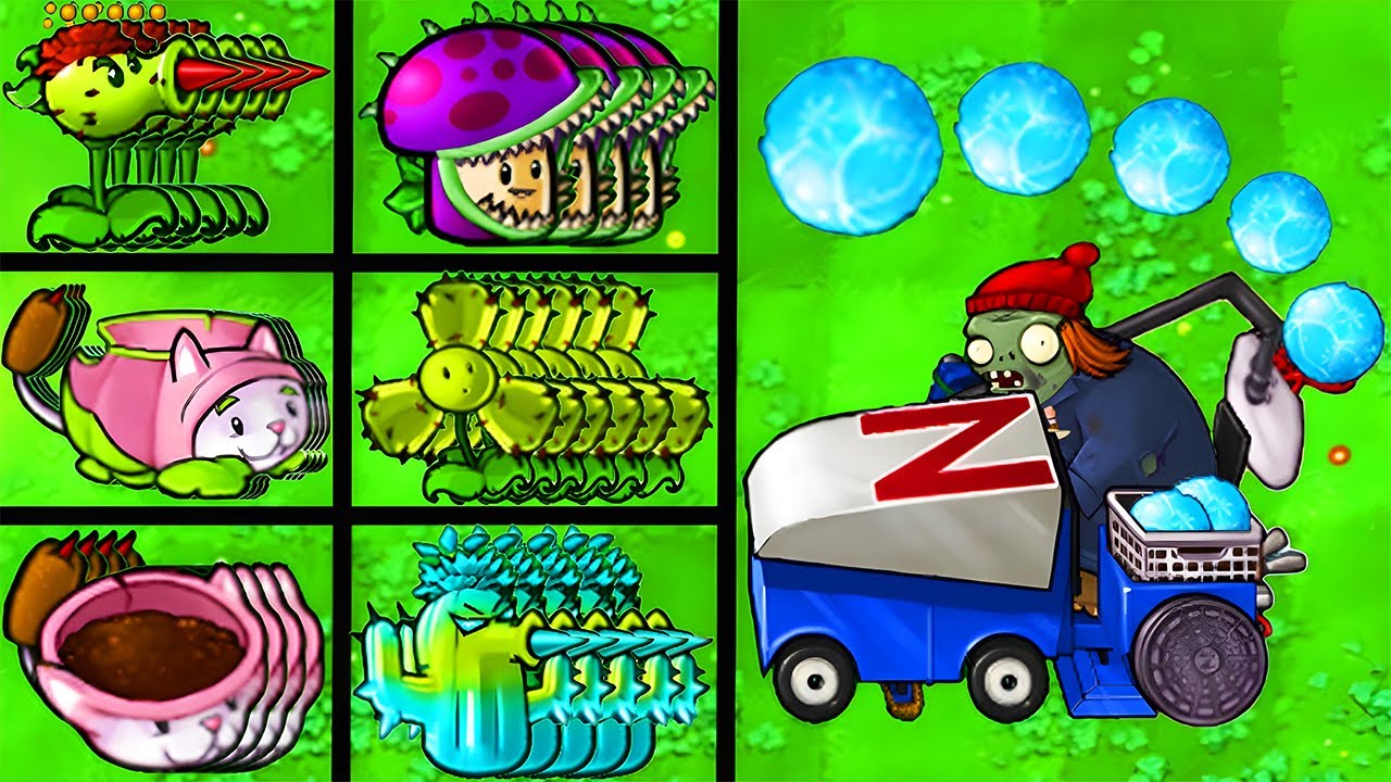 PVZ 1 Hybrid Challenge | Ice Ball Zomboni Vs Spike Hybrid Plants ...