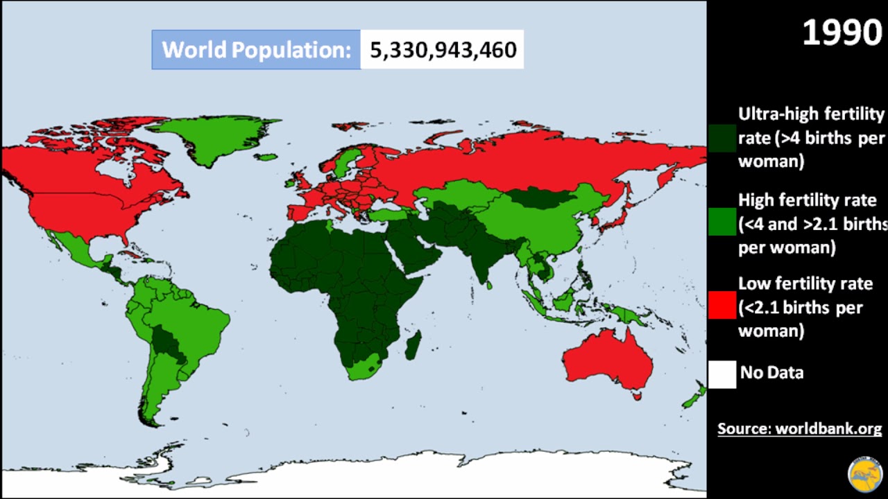 World population and fertility rate (1960-2016) - YouTube