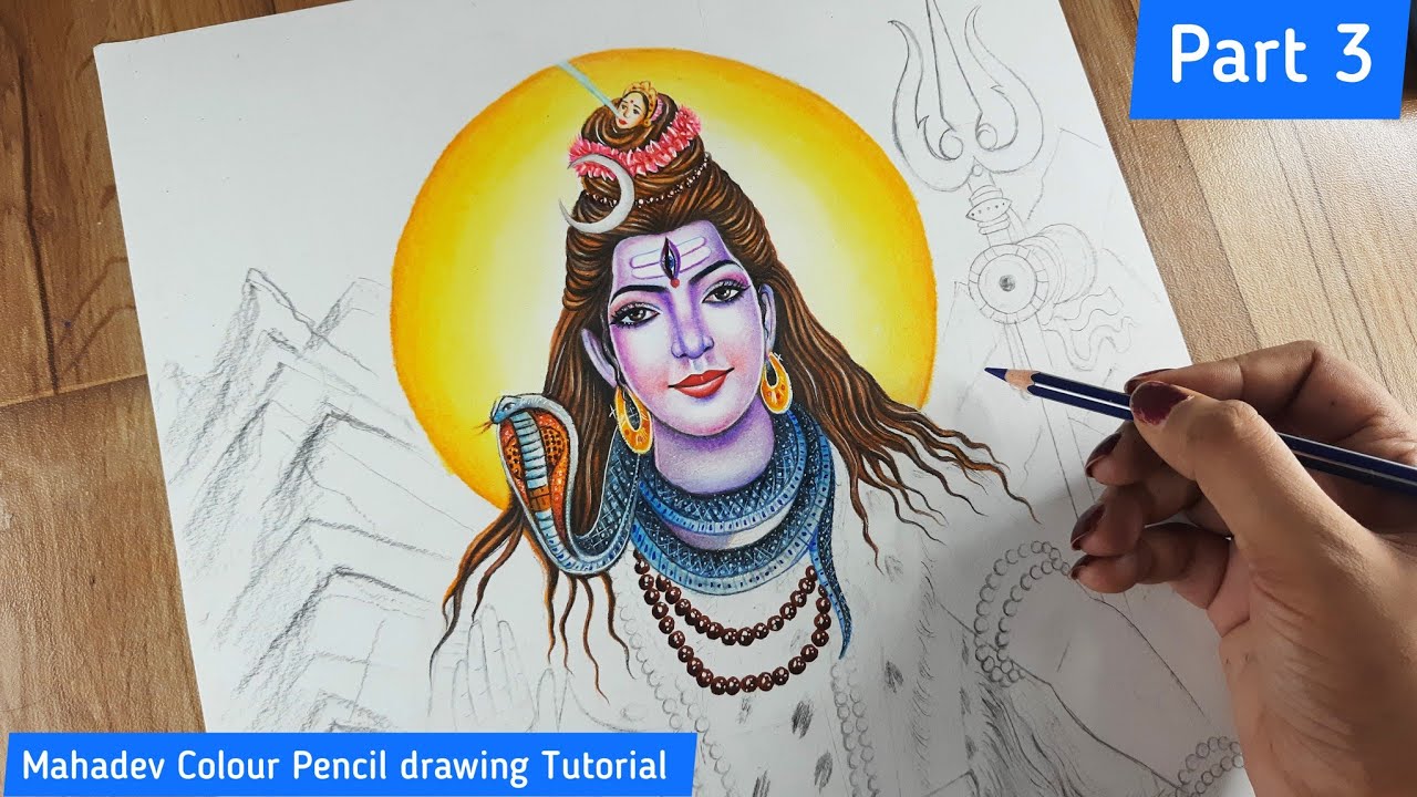 Mahadev Colour Pencil drawing Tutorial, Part 3 , Doms colour pencils ...